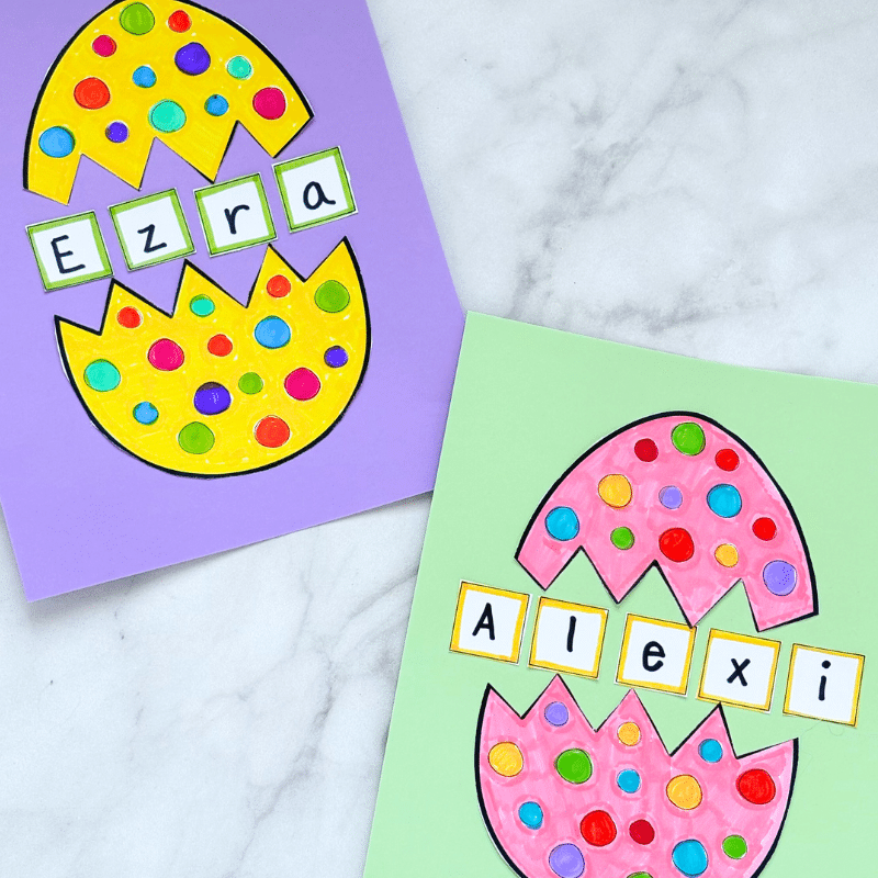 Easter Egg Name Craft - This Tiny Blue House