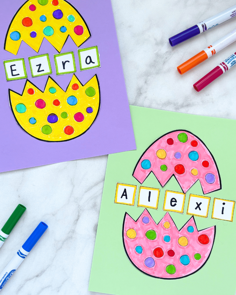 Easter Egg Name Craft - This Tiny Blue House