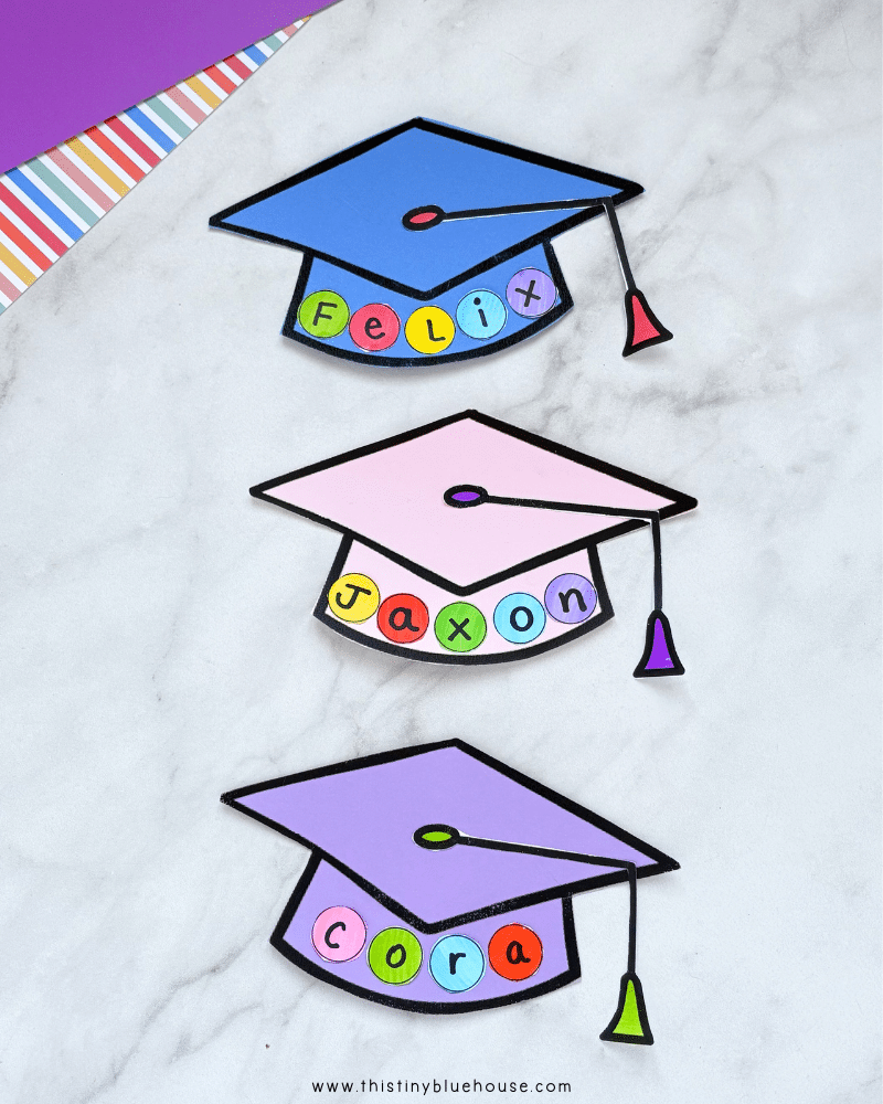 Graduation Cap Name Craft - This Tiny Blue House