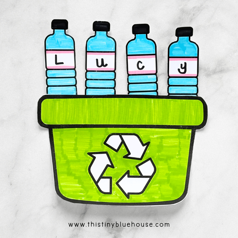 Recycling Bin Name Craft - This Tiny Blue House