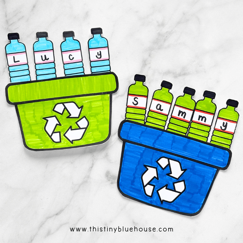 Recycling Bin Name Craft - This Tiny Blue House