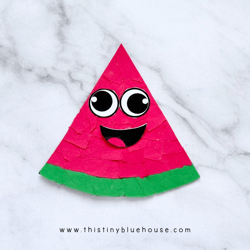 Torn Paper Watermelon Craft - This Tiny Blue House