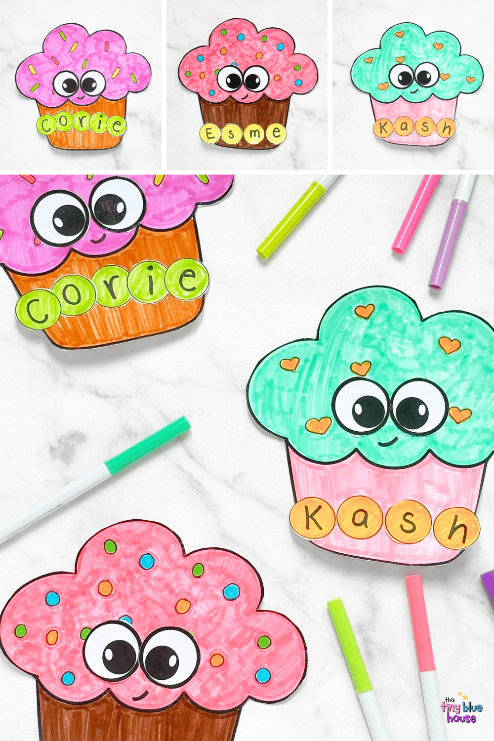 Cupcake Name Craft - This Tiny Blue House