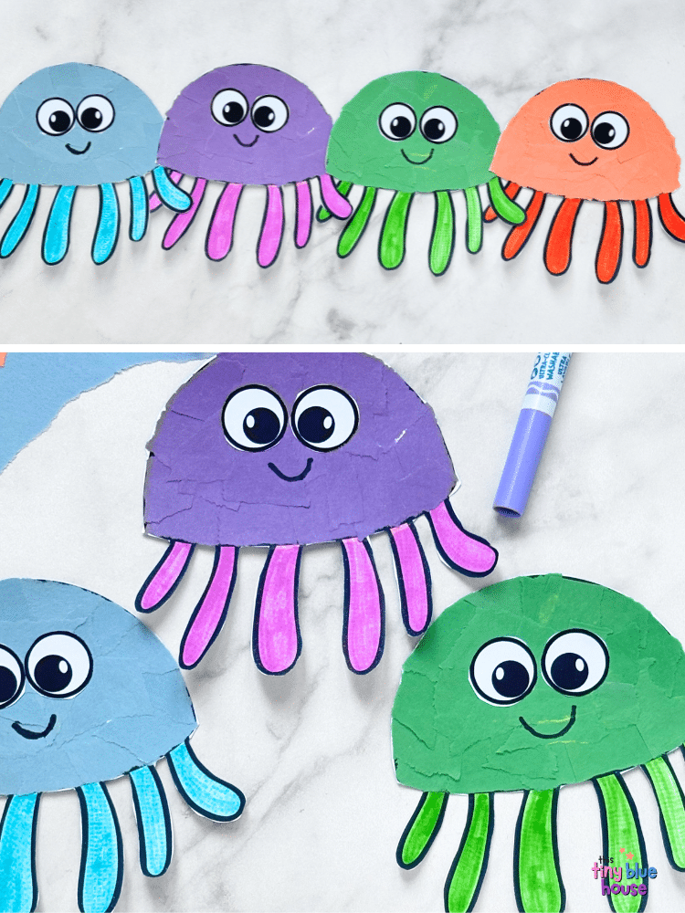 Torn Paper Jellyfish Craft - This Tiny Blue House