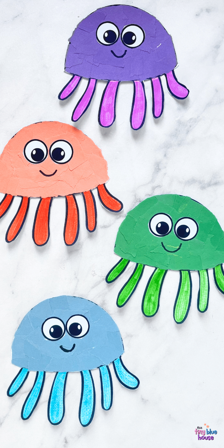 Torn Paper Jellyfish Craft - This Tiny Blue House