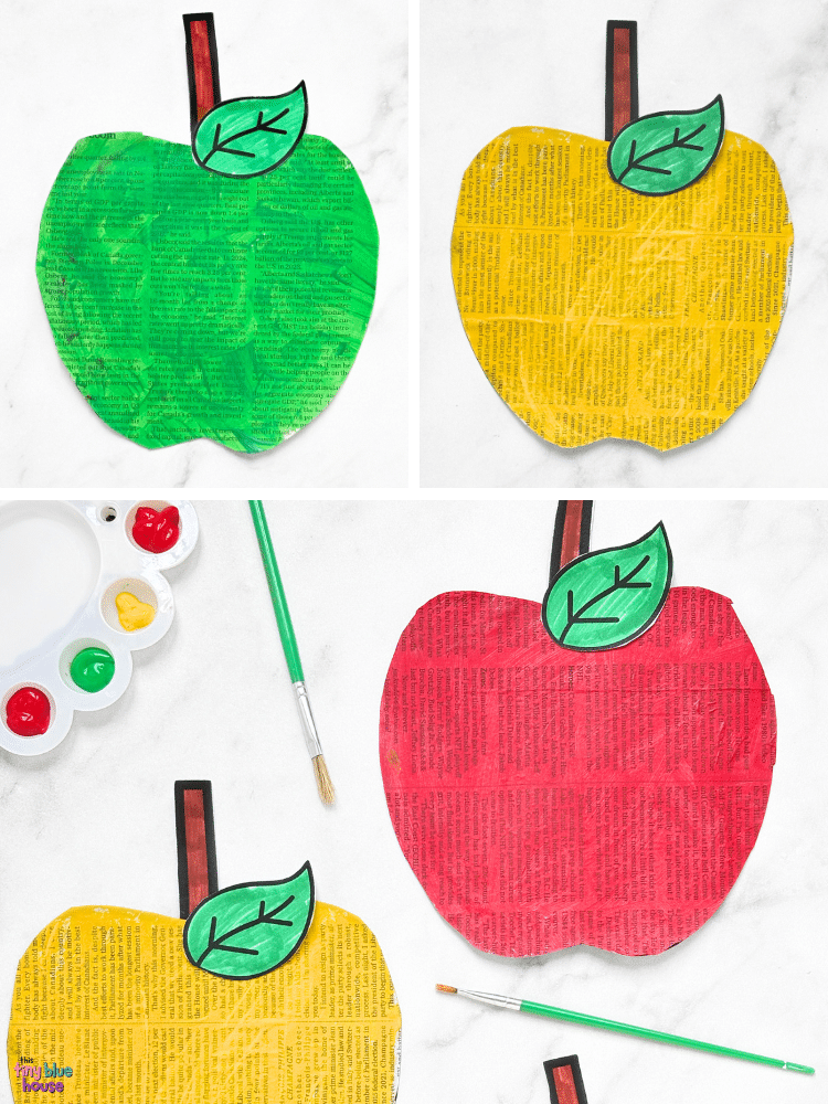Newspaper Apple Craft - This Tiny Blue House