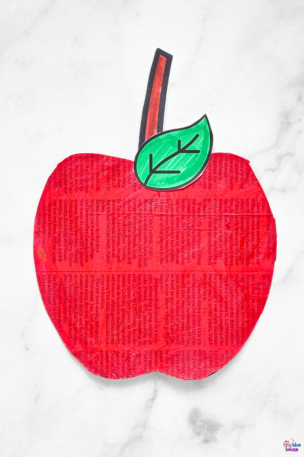 Newspaper Apple Craft - This Tiny Blue House