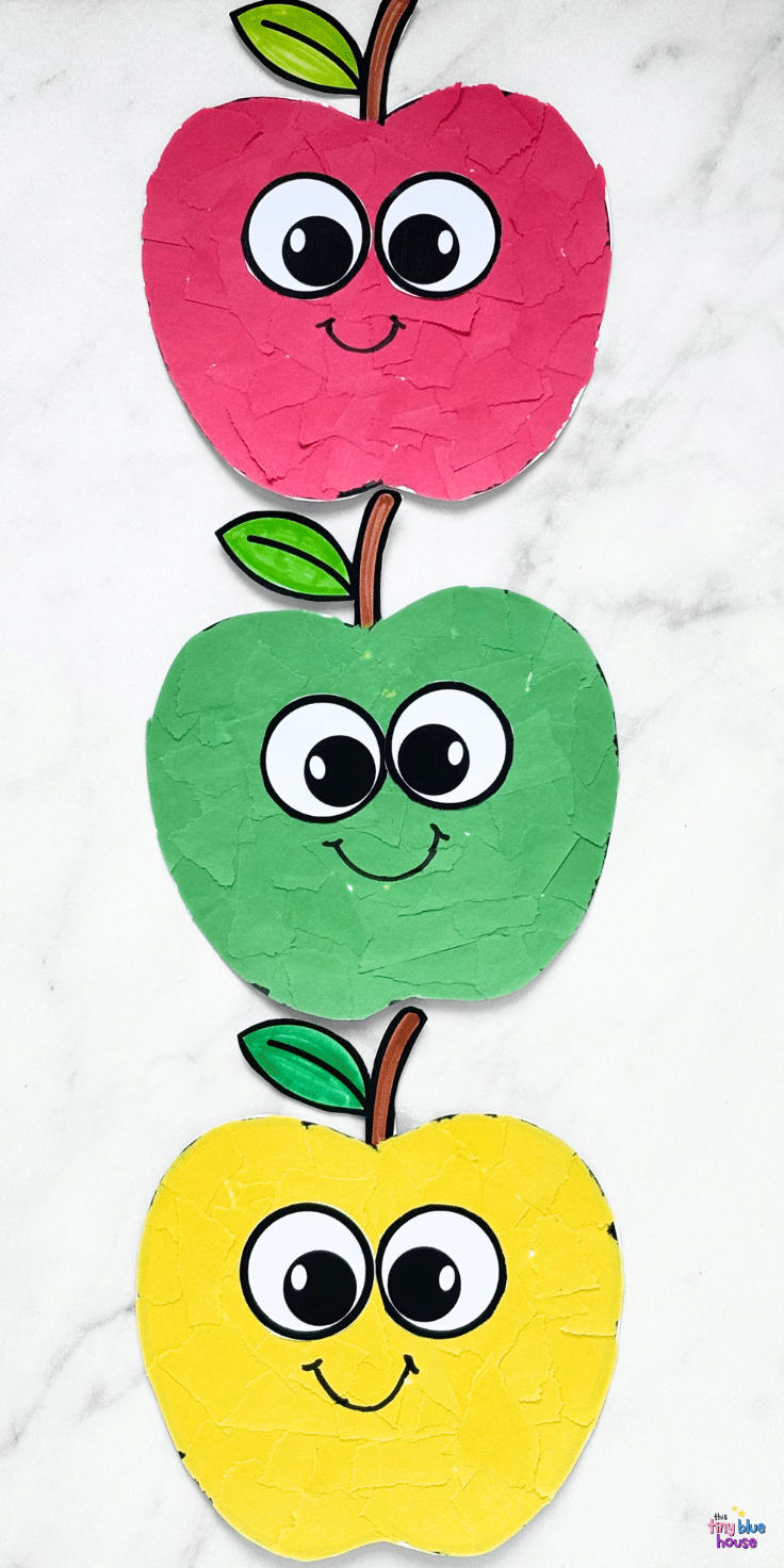Torn Paper Apple Craft - This Tiny Blue House