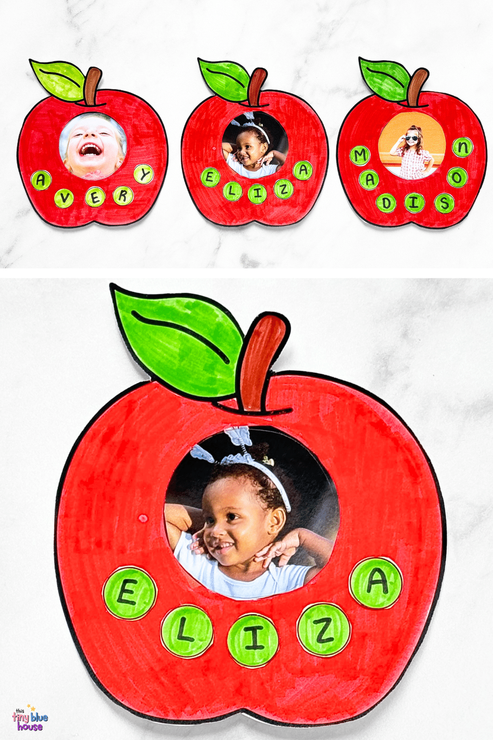 Apple Photo Name Craft - This Tiny Blue House