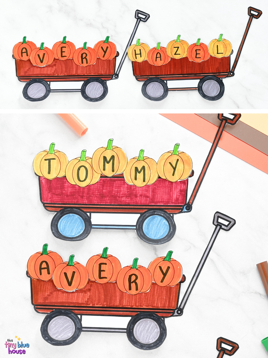 Pumpkin Wagon Name Craft - This Tiny Blue House