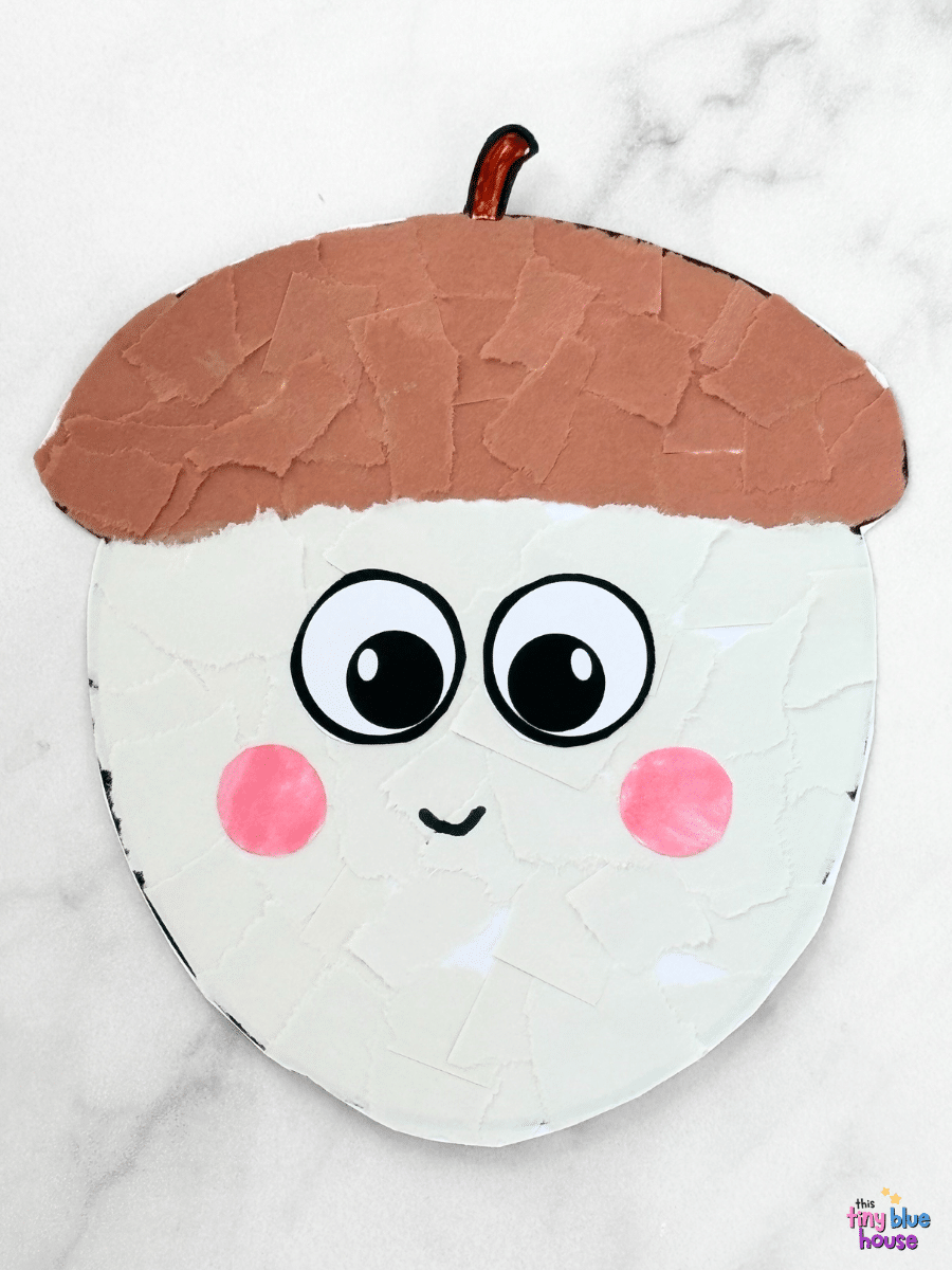 Torn Paper Acorn Craft - This Tiny Blue House