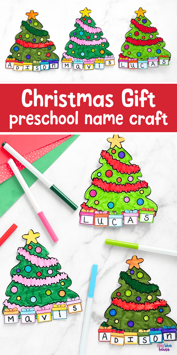 Christmas Gift Name Craft (Free Printable Template) - This Tiny Blue House