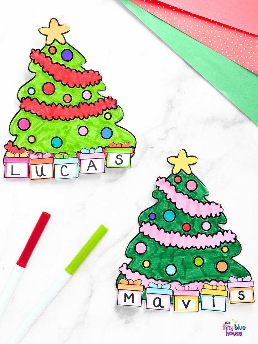 Christmas Gift Name Craft (Free Printable Template) - This Tiny Blue House
