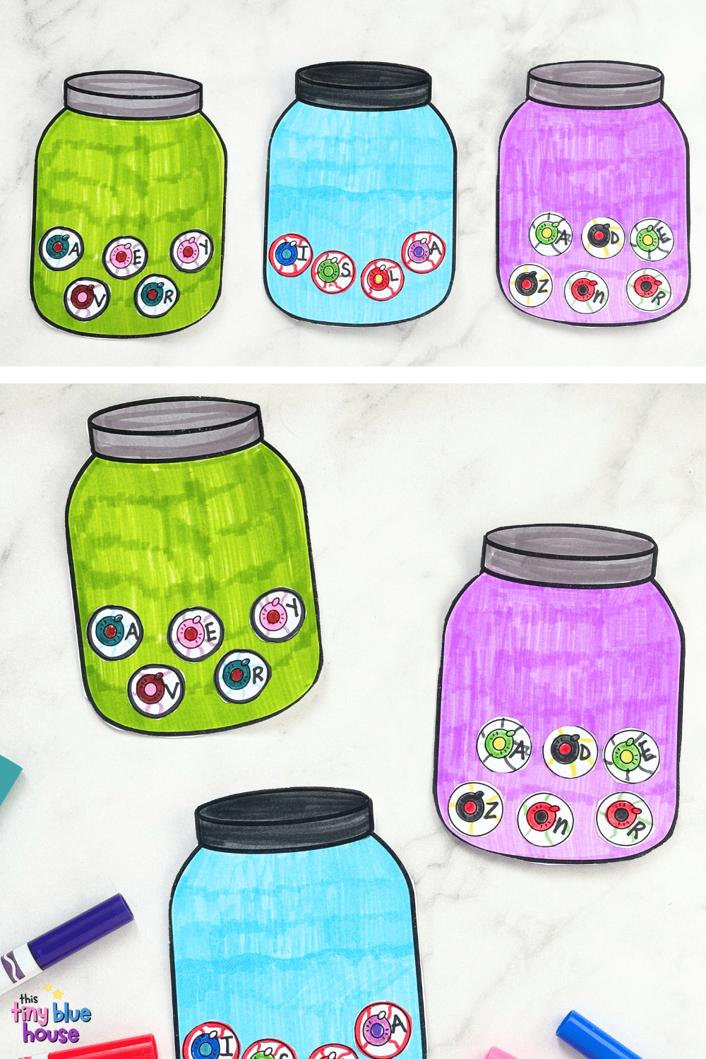 Halloween Eyeball Name Craft - This Tiny Blue House