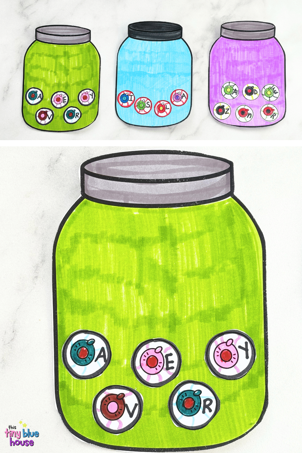 Halloween Eyeball Name Craft - This Tiny Blue House