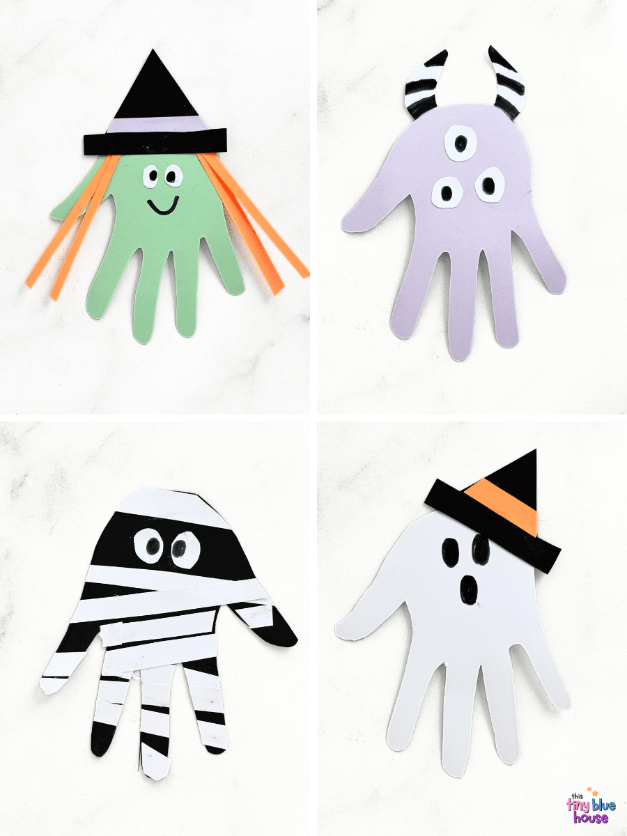 Halloween Handprint Wreath Craft (Free Template) - This Tiny Blue House