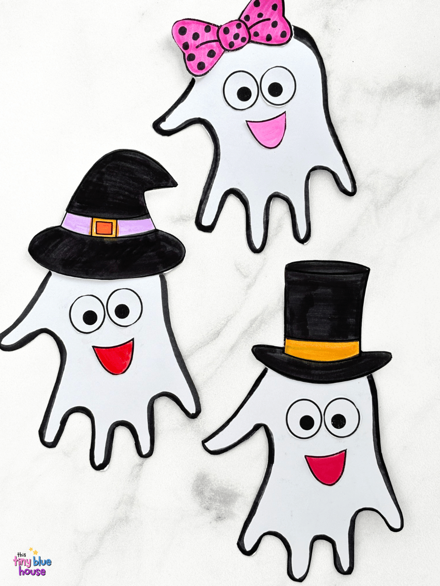 Handprint Ghost Craft (Free Printable Template) - This Tiny Blue House
