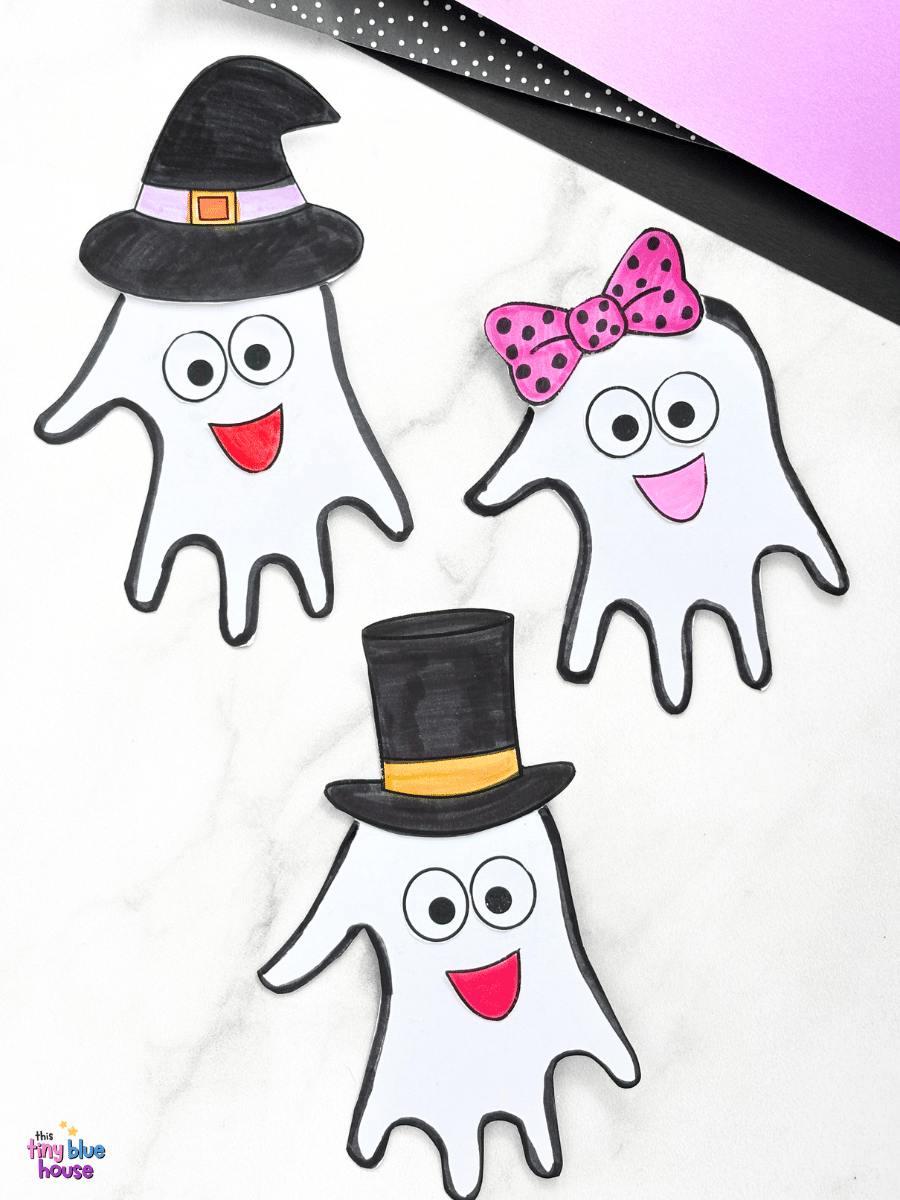 Handprint Ghost Craft (Free Printable Template) - This Tiny Blue House