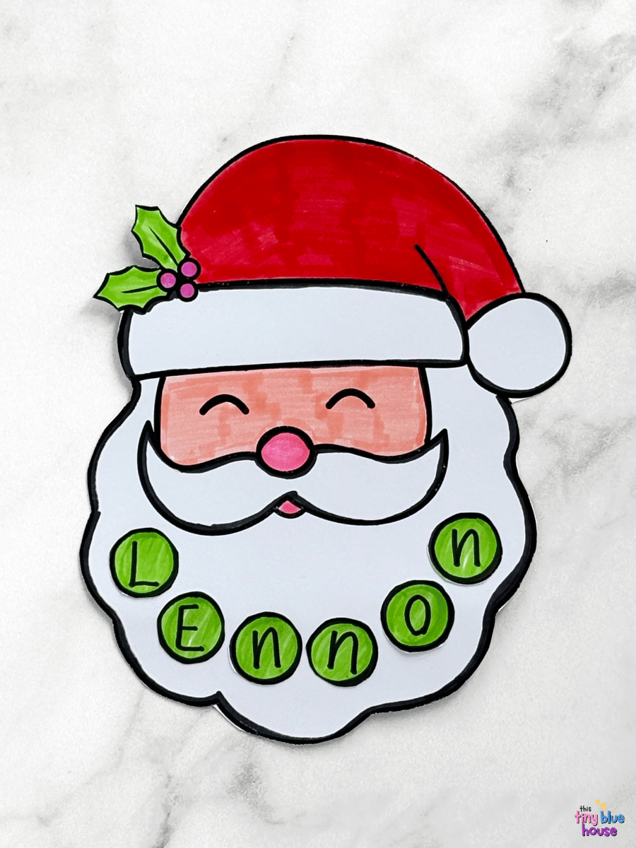 Santa Name Craft for Kids (Free Printable Template) - This Tiny Blue House