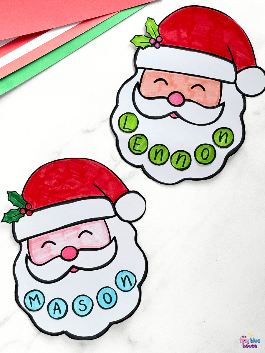 Santa Name Craft for Kids (Free Printable Template) - This Tiny Blue House