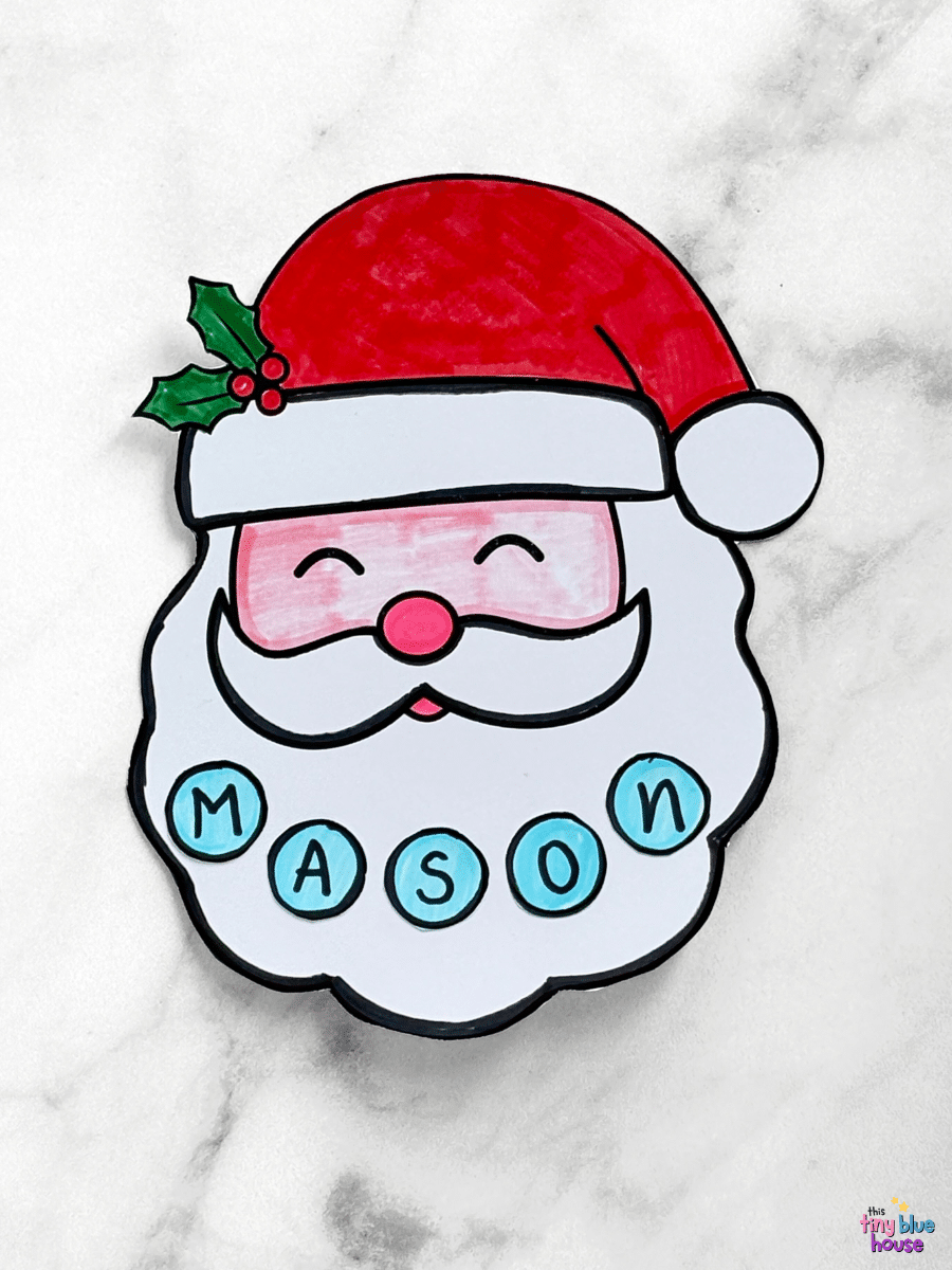 Santa Name Craft for Kids (Free Printable Template) - This Tiny Blue House