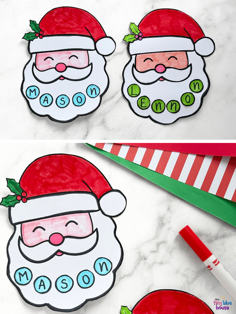 Santa Name Craft for Kids (Free Printable Template) - This Tiny Blue House