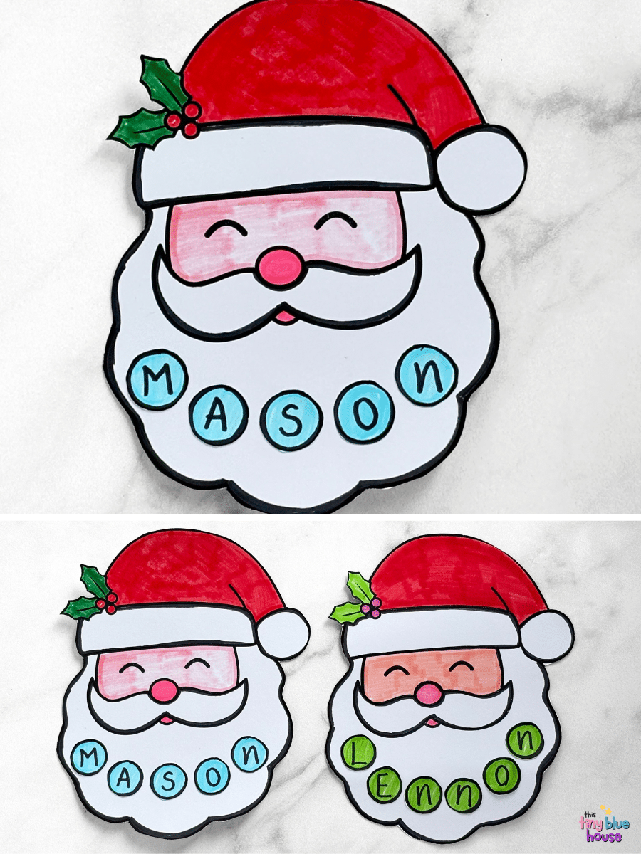 Santa Name Craft for Kids (Free Printable Template) - This Tiny Blue House