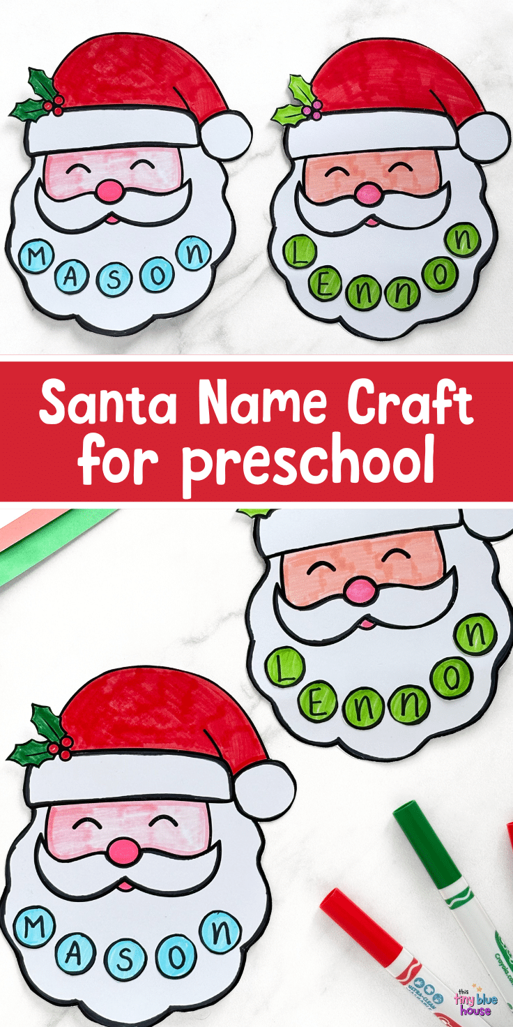Santa Name Craft for Kids (Free Printable Template) - This Tiny Blue House