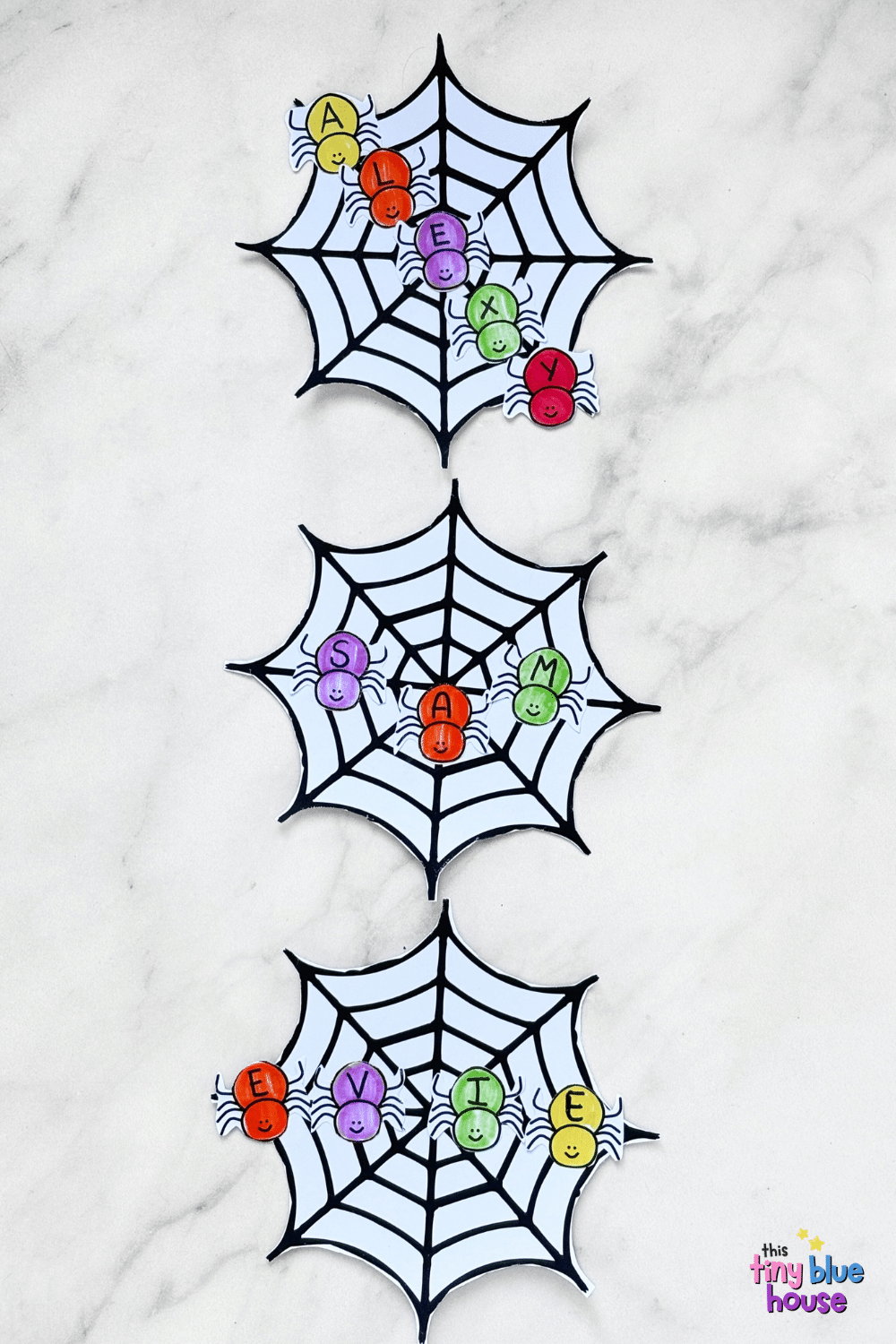 Spider Web Name Craft - This Tiny Blue House