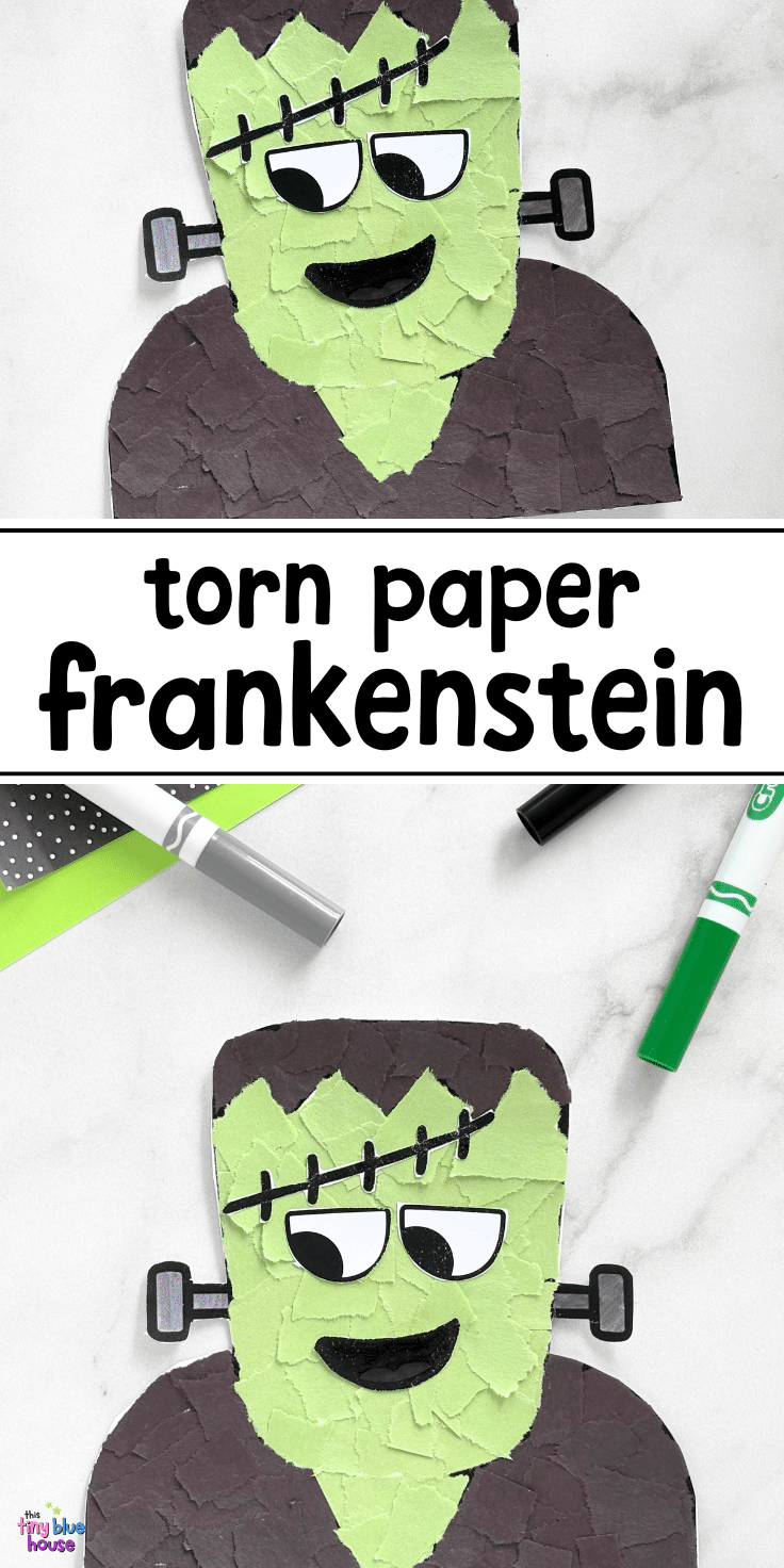 Torn Paper Frankenstein Craft (Free Printable Template) - This Tiny ...