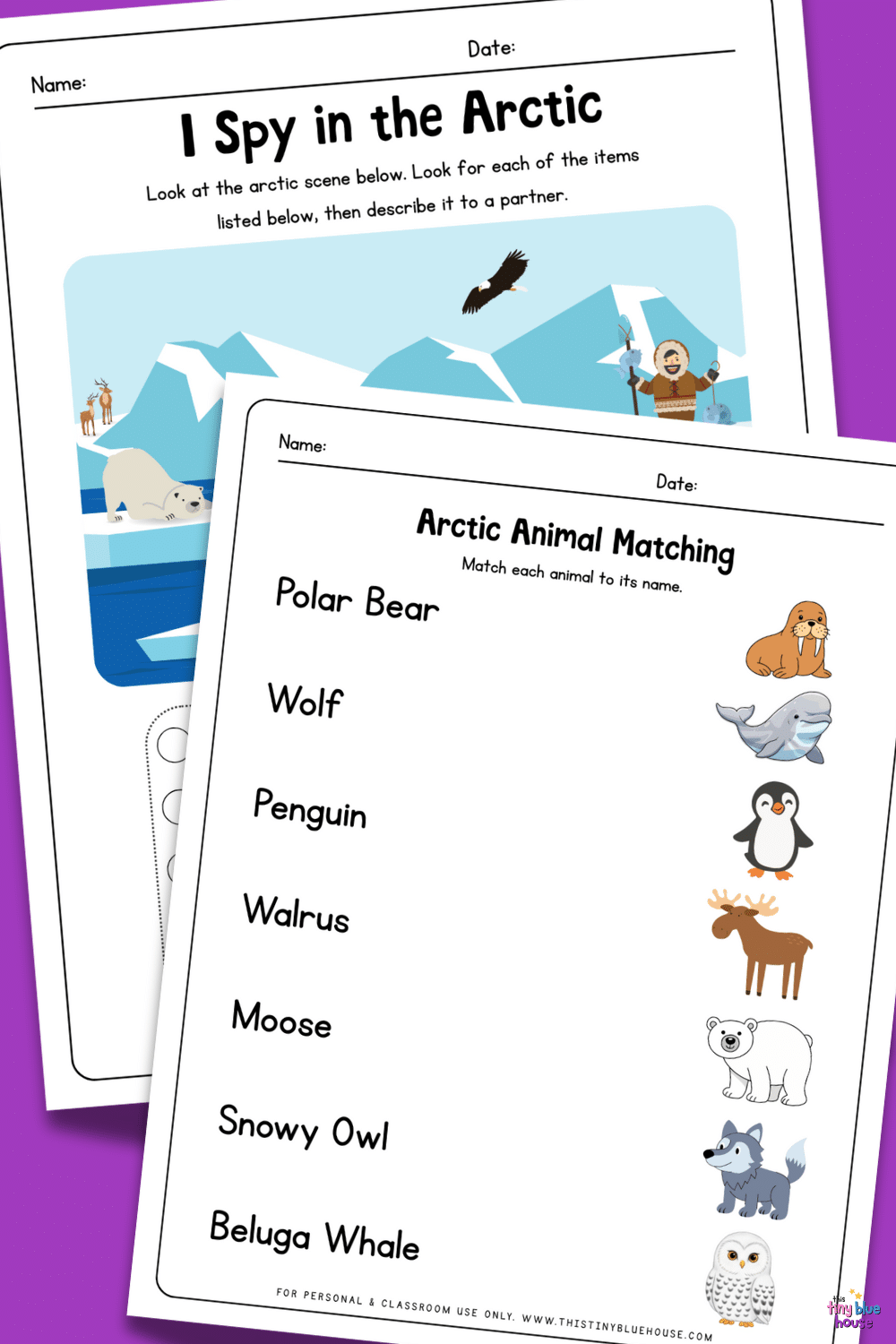 Arctic Animal Worksheets (Free Printable) - This Tiny Blue House