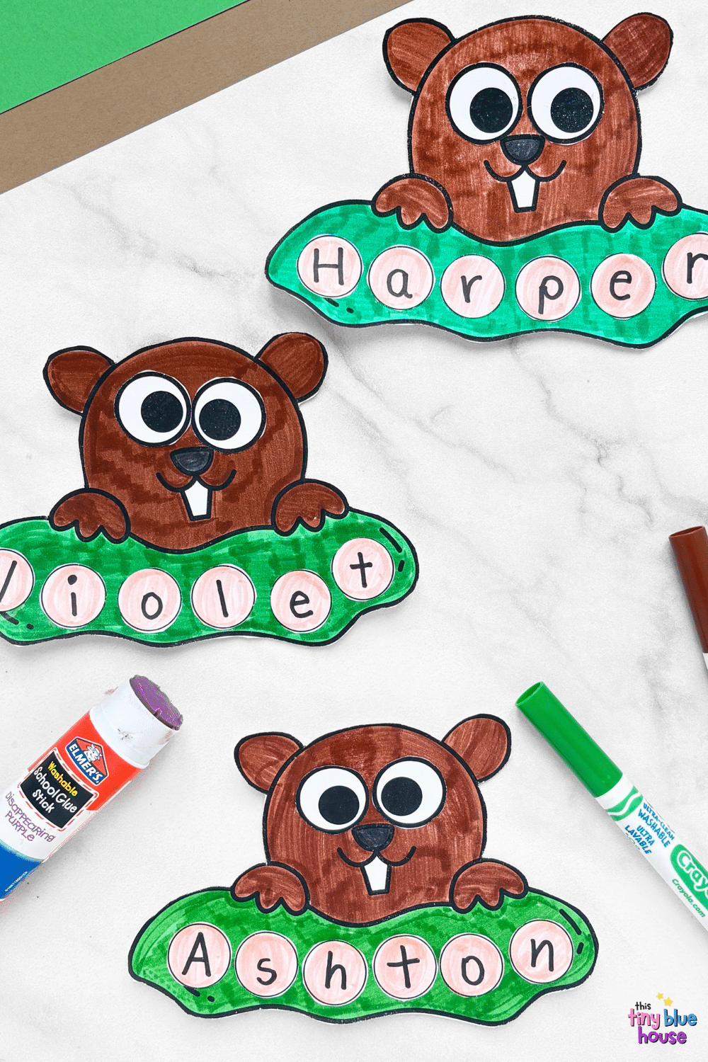 Groundhog Name Craft (Free Printable Template) - This Tiny Blue House