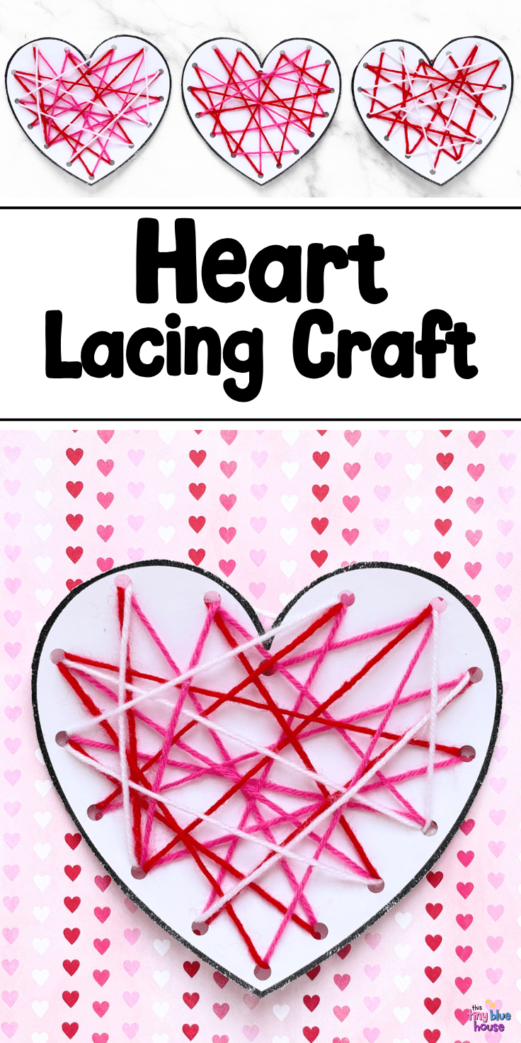 Heart Lacing Craft (Free Printable Template) - This Tiny Blue House