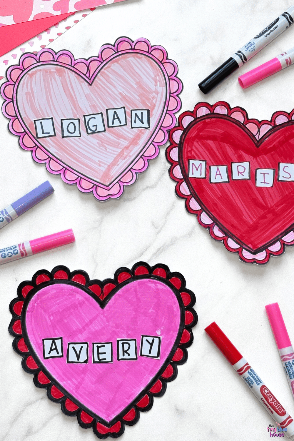 Heart Name Craft (Free Printable Template) - This Tiny Blue House