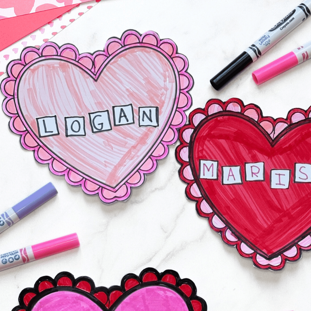 Heart Lacing Craft (Free Printable Template) - This Tiny Blue House