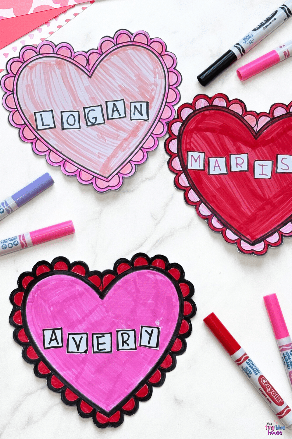 Heart Name Craft (Free Printable Template) - This Tiny Blue House