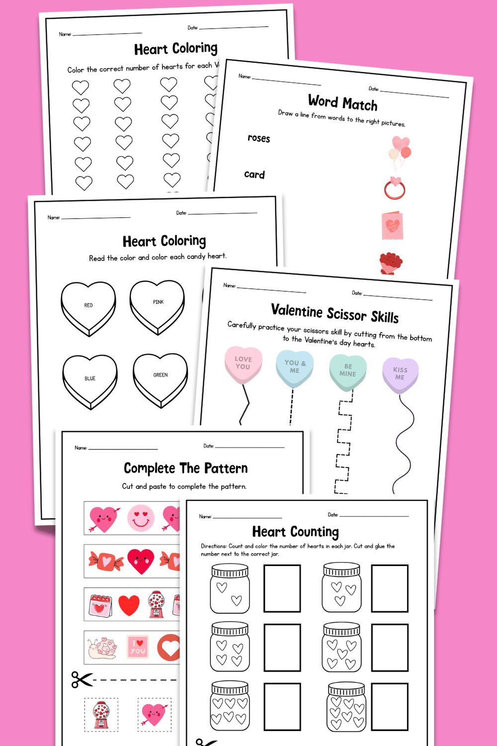 Valentine Memory Game (Free Printable Template) - This Tiny Blue House
