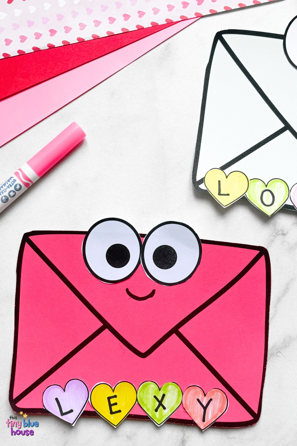 Valentine Envelope Name Craft (Free Printable Template) - This Tiny ...