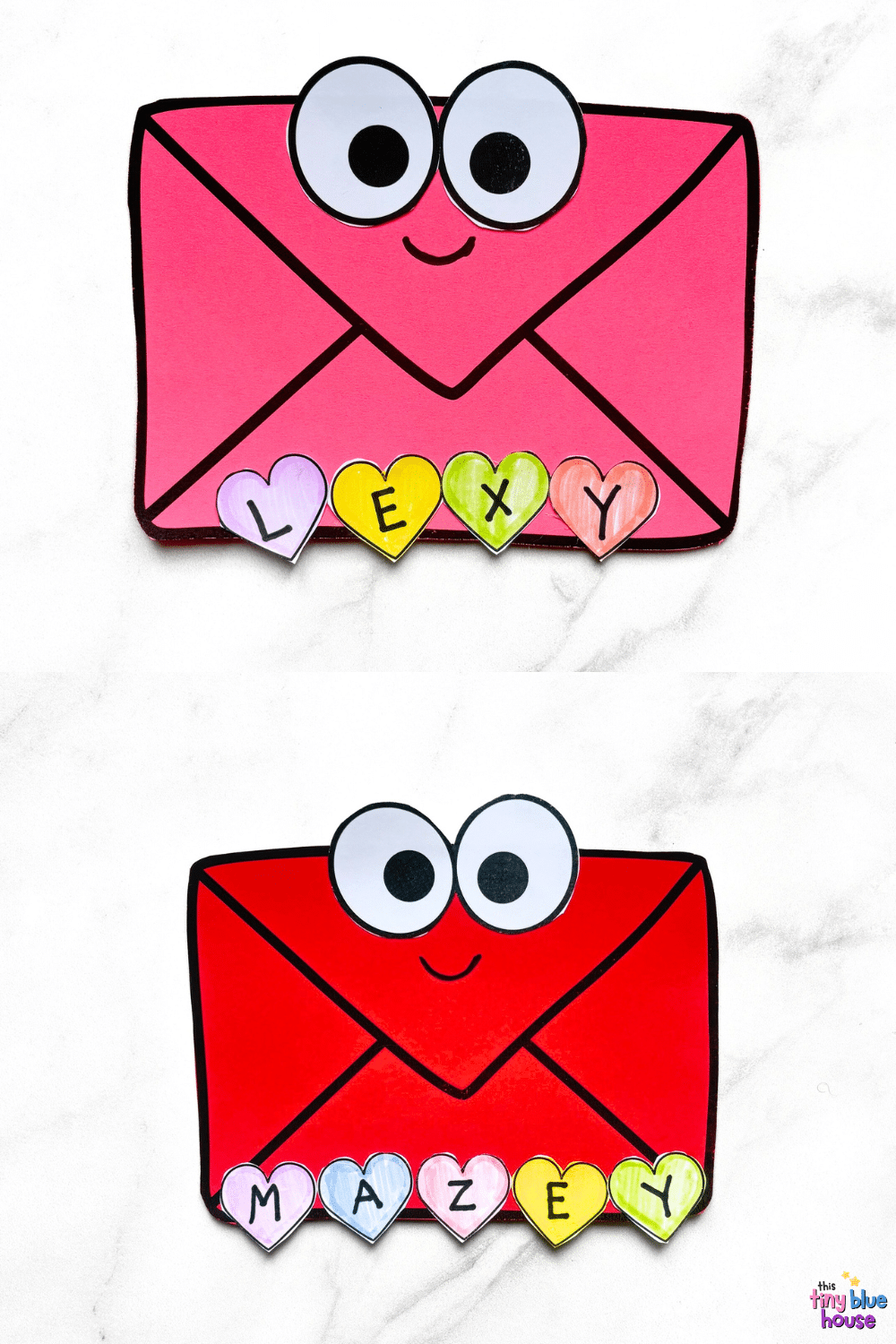 Valentine Envelope Name Craft (Free Printable Template) - This Tiny ...