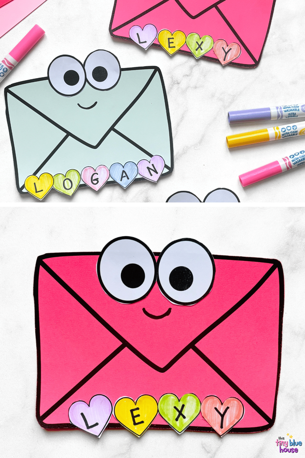Valentine Envelope Name Craft (Free Printable Template) - This Tiny ...