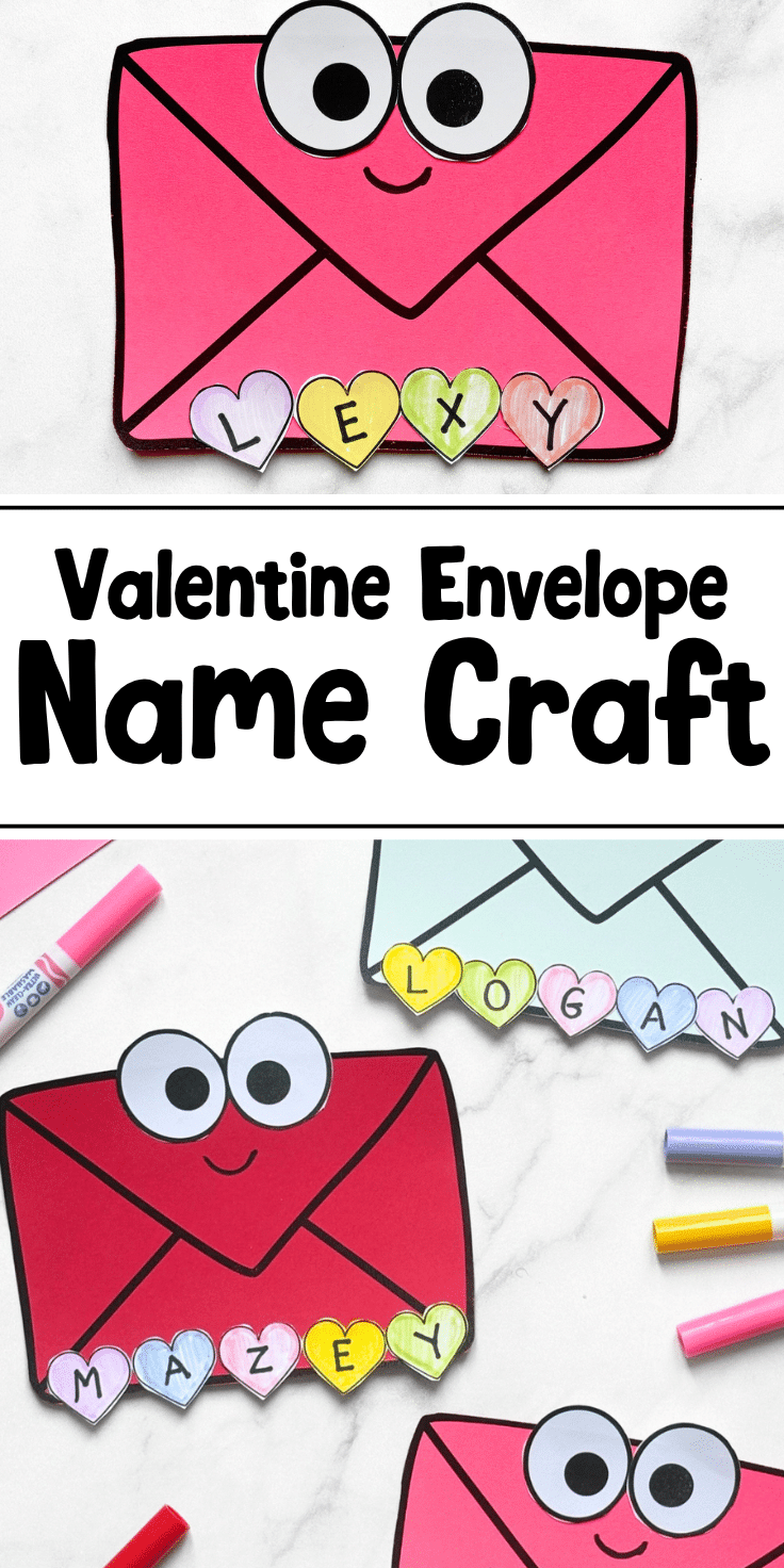 Valentine Envelope Name Craft (Free Printable Template) - This Tiny ...