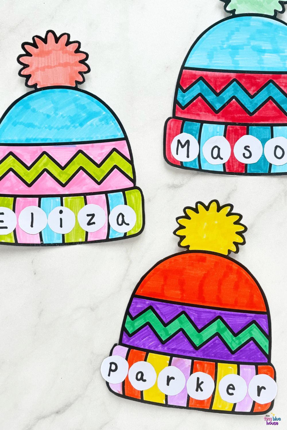 Winter Hat Name Craft (Free Printable Template) - This Tiny Blue House