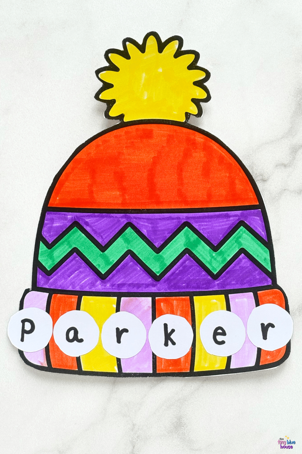 Winter Hat Name Craft (Free Printable Template) - This Tiny Blue House