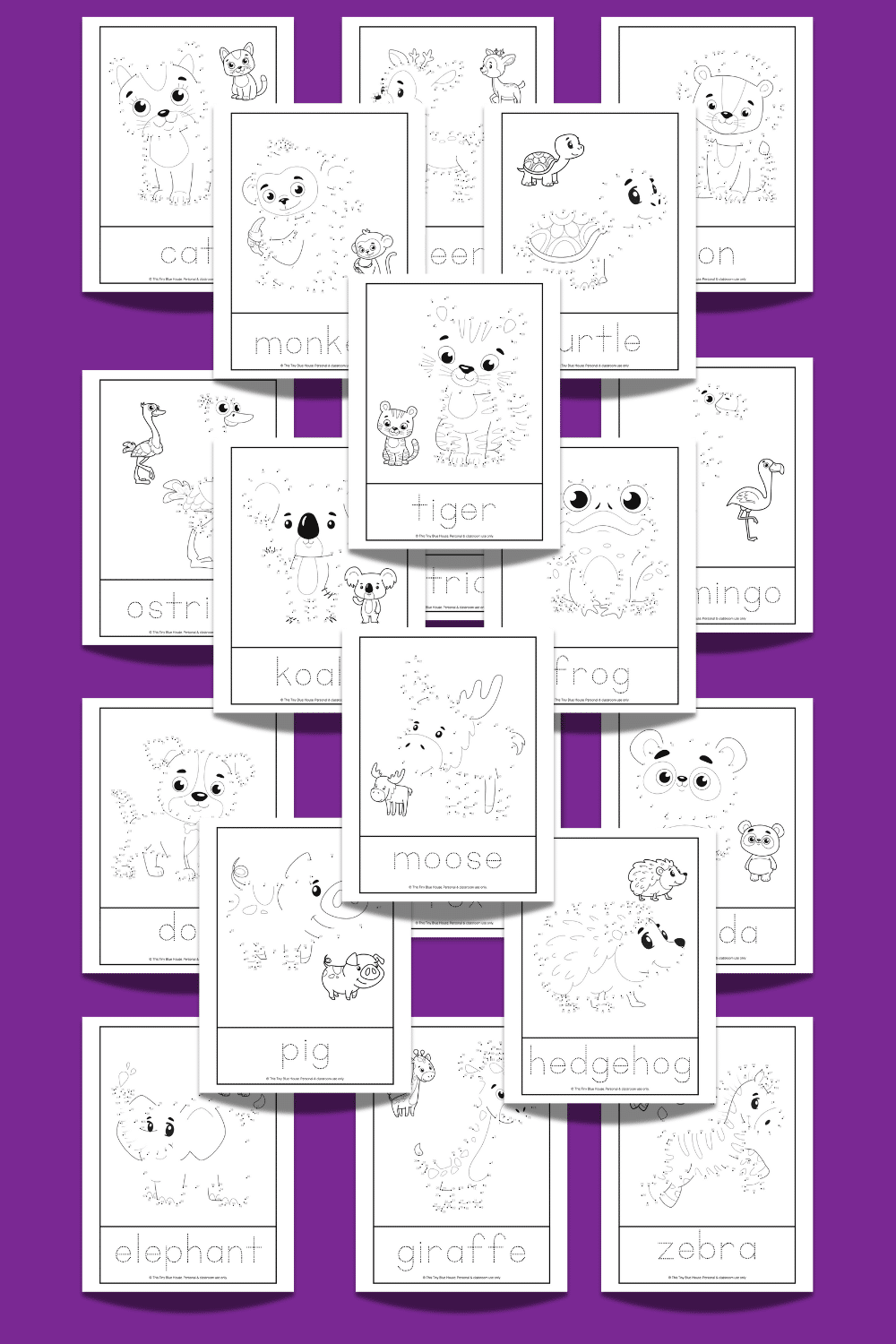 Dot to Dot Animal Worksheets (Free Printable) - This Tiny Blue House