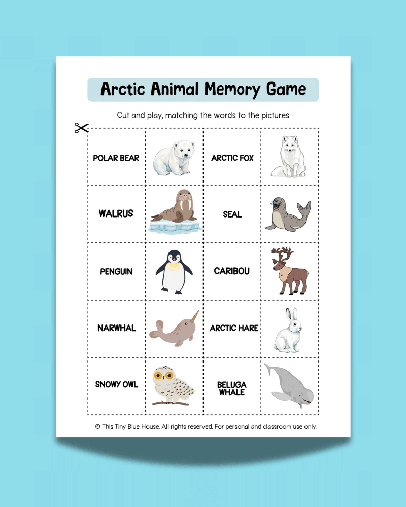 Arctic Animal Activities For Kids (Free Printables) - This Tiny Blue House