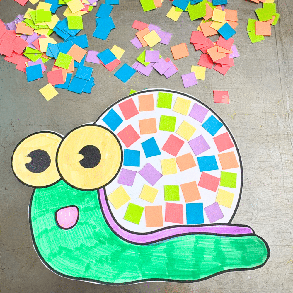 Mosaic Snail Craft (Free Printable Template) - This Tiny Blue House