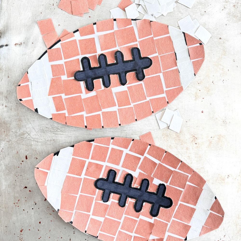 Mosaic Football Craft (Free Printable Template) - This Tiny Blue House