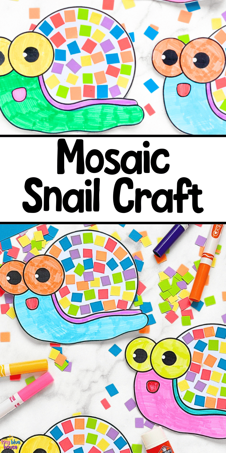 Mosaic Snail Craft (Free Printable Template) - This Tiny Blue House