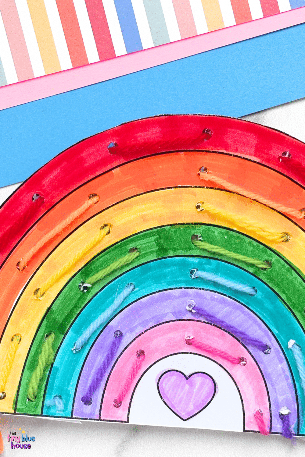 Rainbow Lacing Craft (Free Printable Template) - This Tiny Blue House