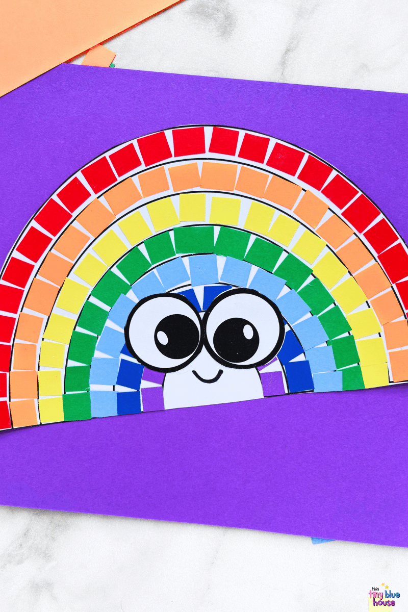Rainbow Mosaic Craft (Free Printable Template) - This Tiny Blue House